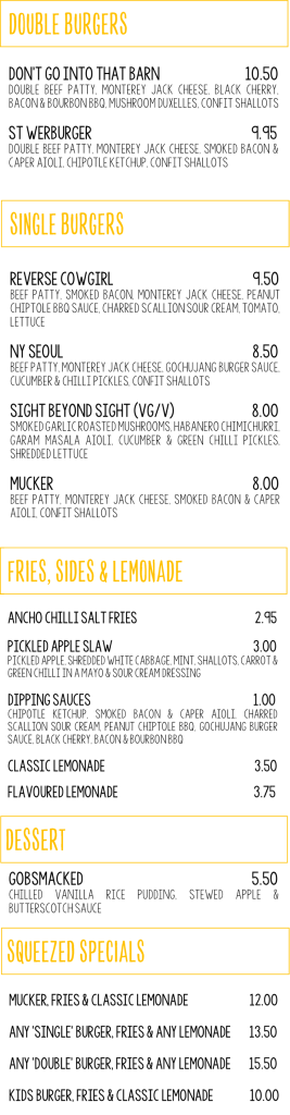 Menu • Bristol Squeezed Menu • Bristol Squeezed